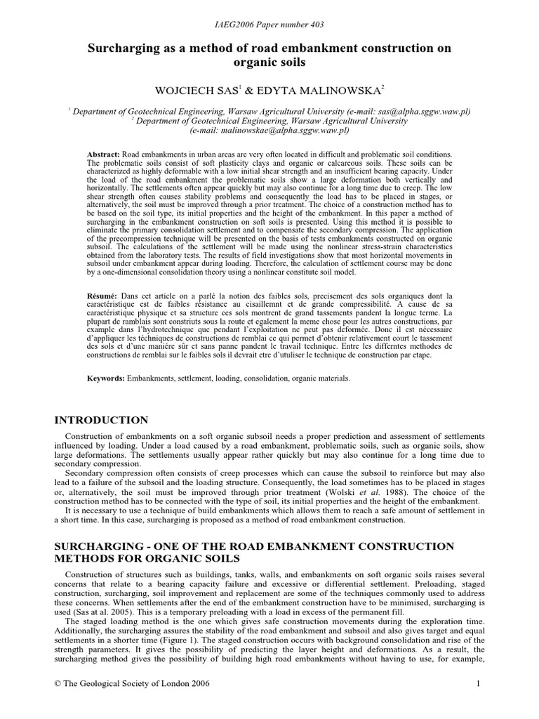 Embankments On Organic Soils Surcharge | PDF | Geotechnical Engineering ...