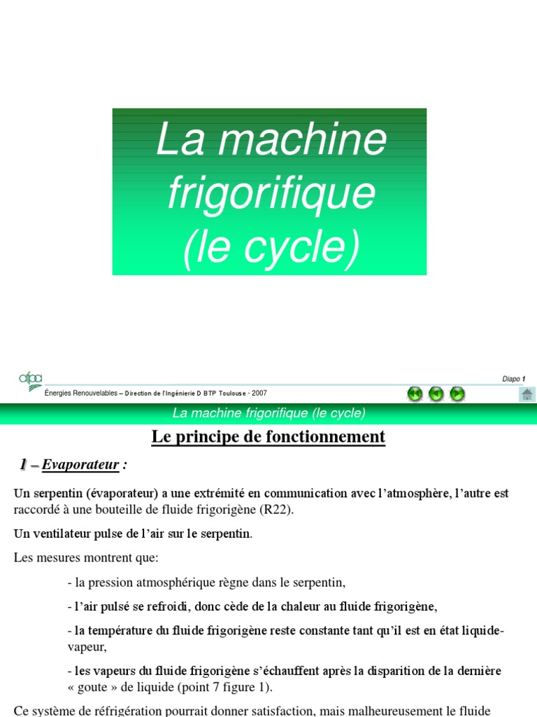 La Machine Frigorifique | Réfrigération | Thermodynamique