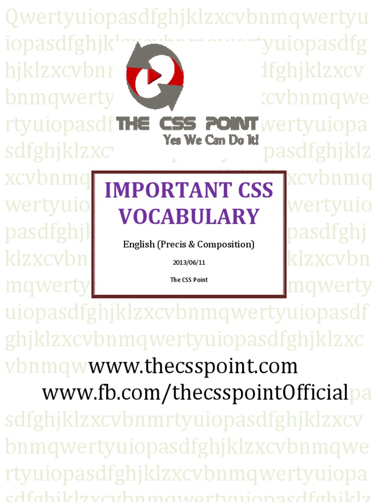 Essential Vocabulary for CSS Exam | PDF