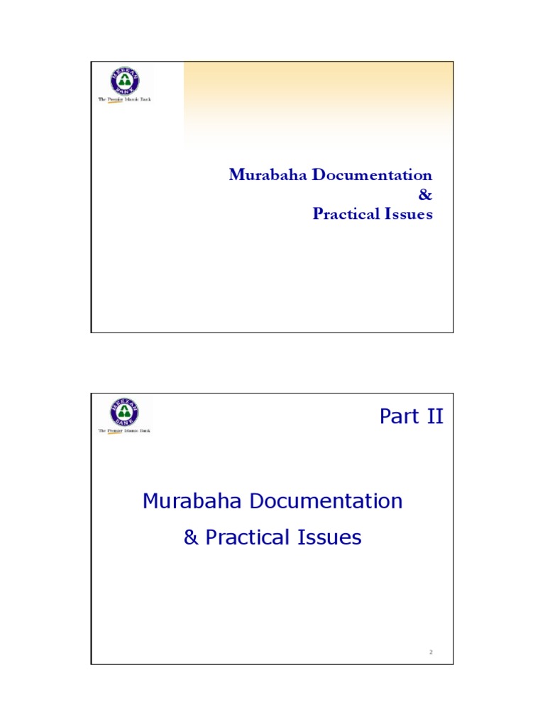 Murabaha Documentation & Practical Issues PDF | PDF | Payments | Invoice