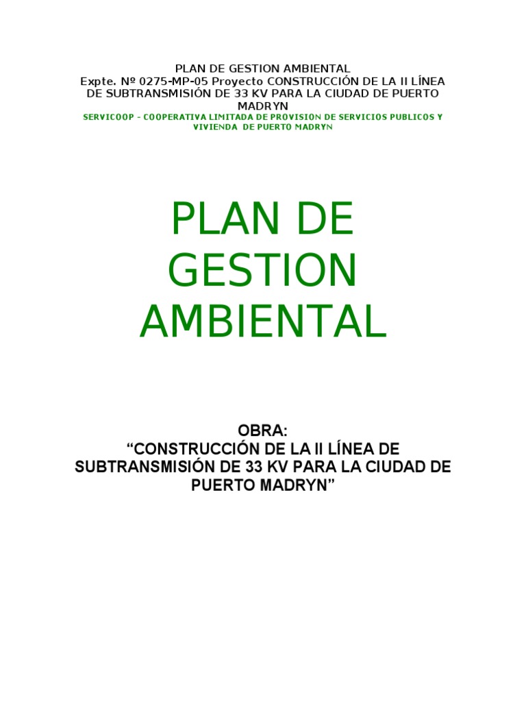 Plan de Gestion Ambiental | PDF | Residuos | Contaminación