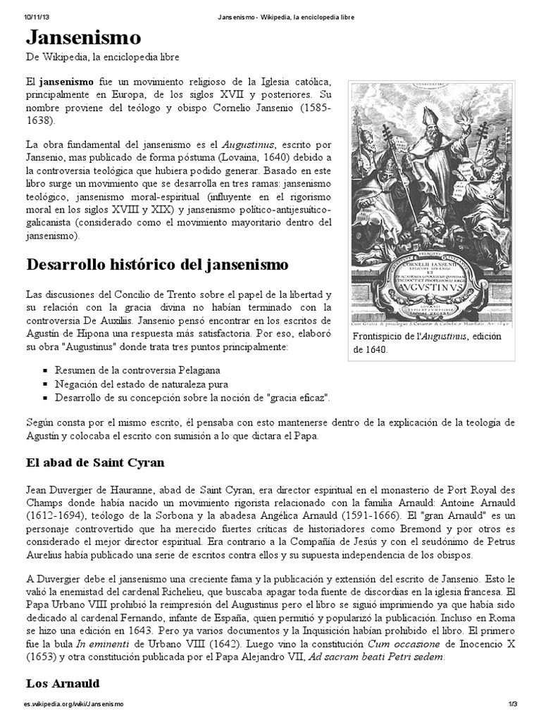 Jansenismo - Wikipedia | PDF | Creencia religiosa y doctrina | Iglesia ...