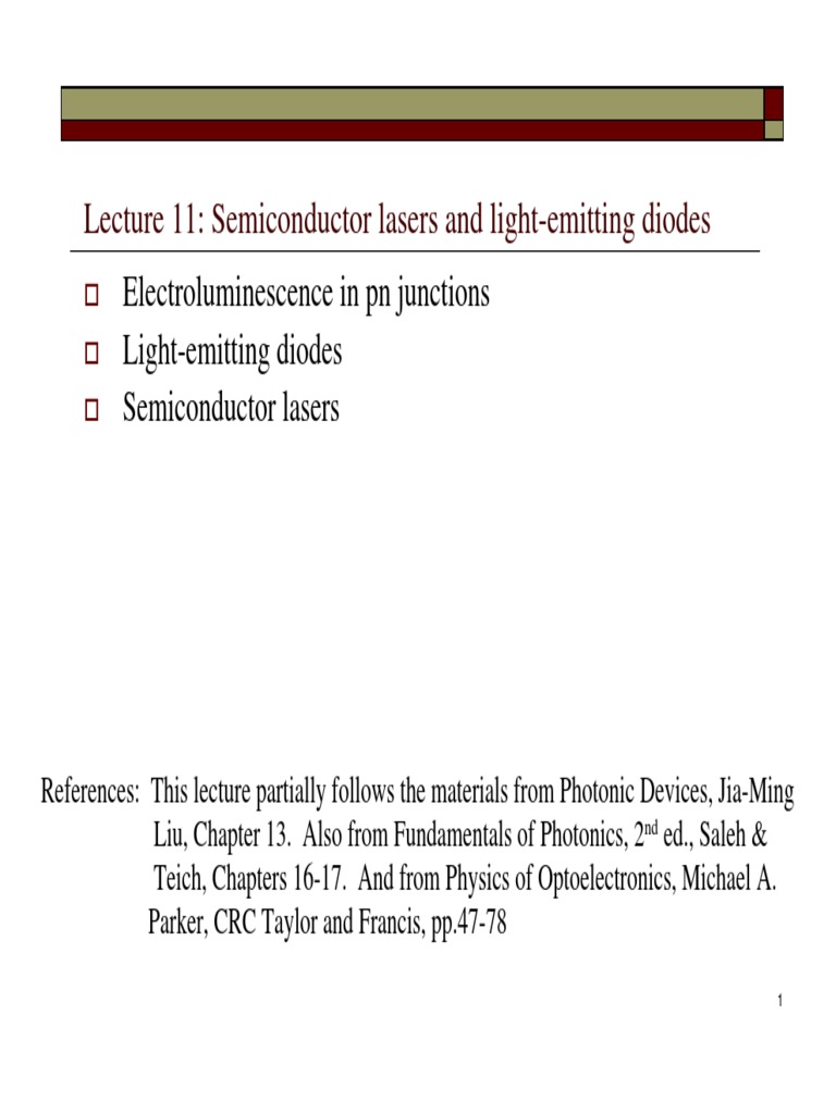 Semiconductor Lasers and LEDs Explained | PDF | Laser Diode | Laser