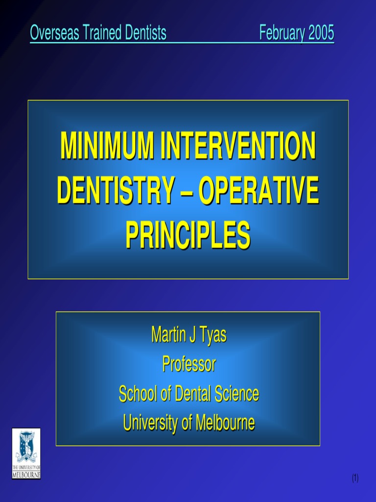 Minimal Intervention Dentistry | PDF | Dentistry Branches | Dentistry