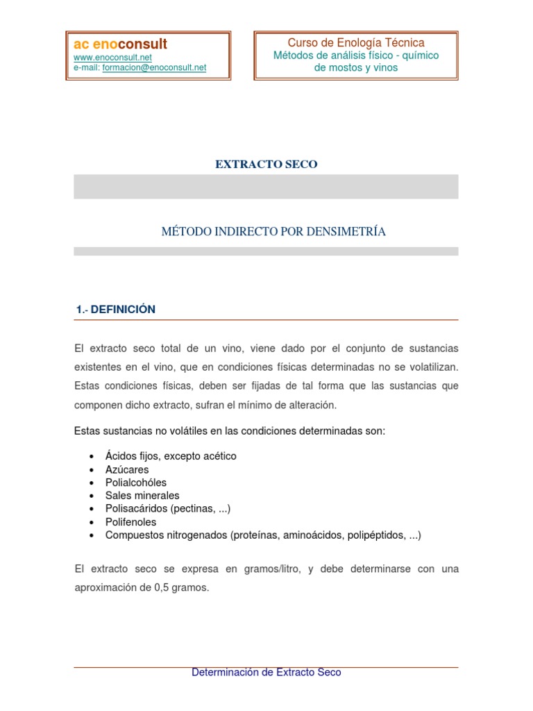 Extracto Seco | PDF | Vino | Destilación
