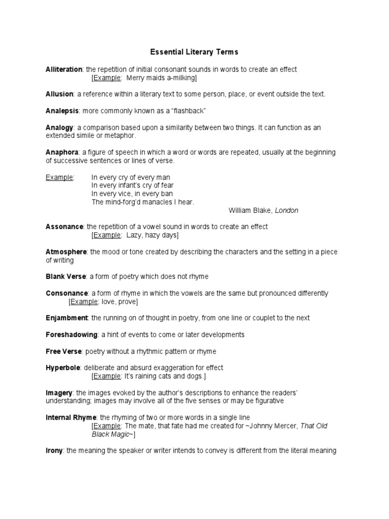 Essential Literary Terms Explained | PDF | Rhyme | Poetry