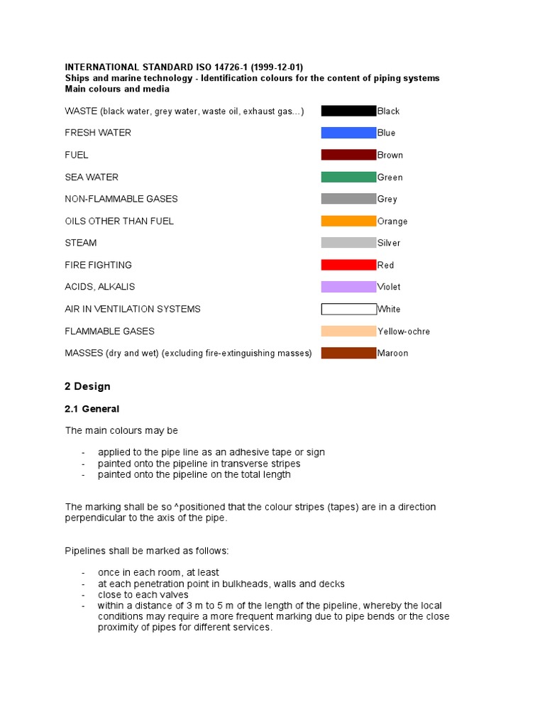 ISO 14726-1 (1999-12-01) - Piping Colour | PDF | Art