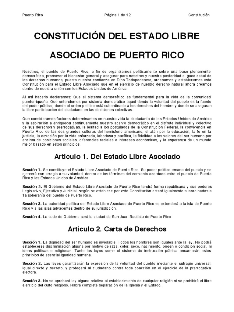 Constitucion de Puerto Rico PDF | PDF | Puerto Rico | Parlamento