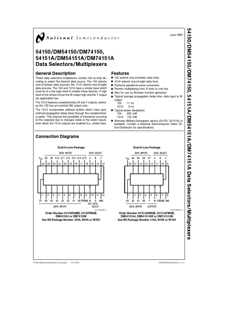 MULTIPLEXOR 74151 Datasheet | PDF | Computer Engineering | Electricity