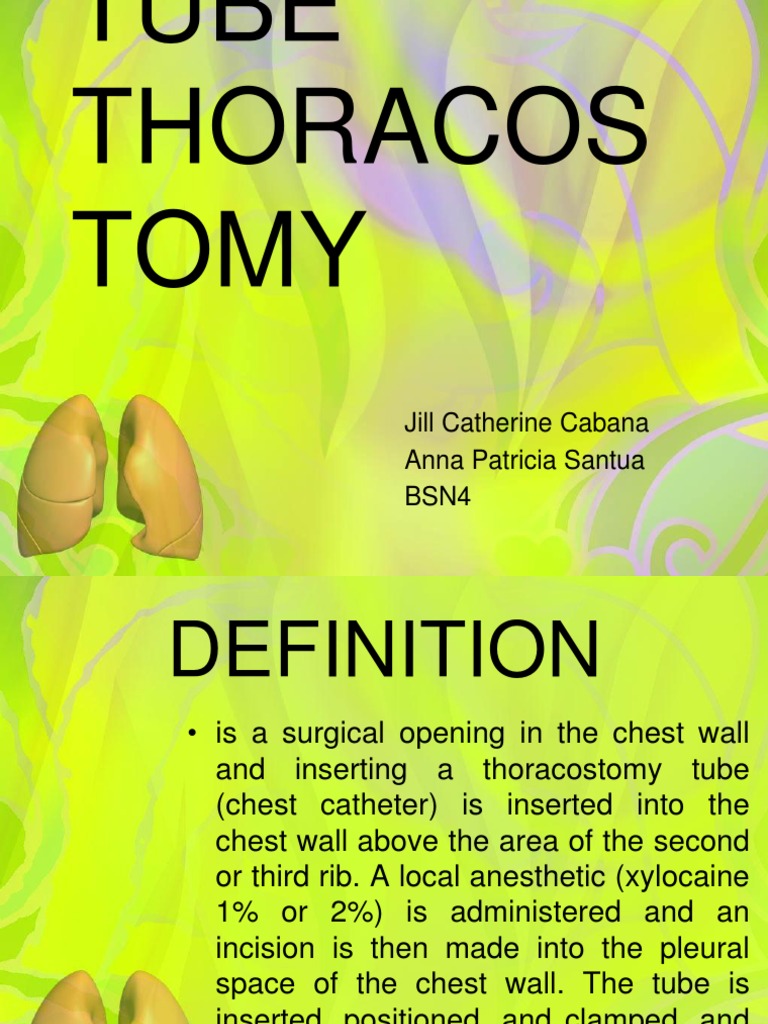Thoracostomy Tube Procedure Overview | PDF | Thorax | Medicine