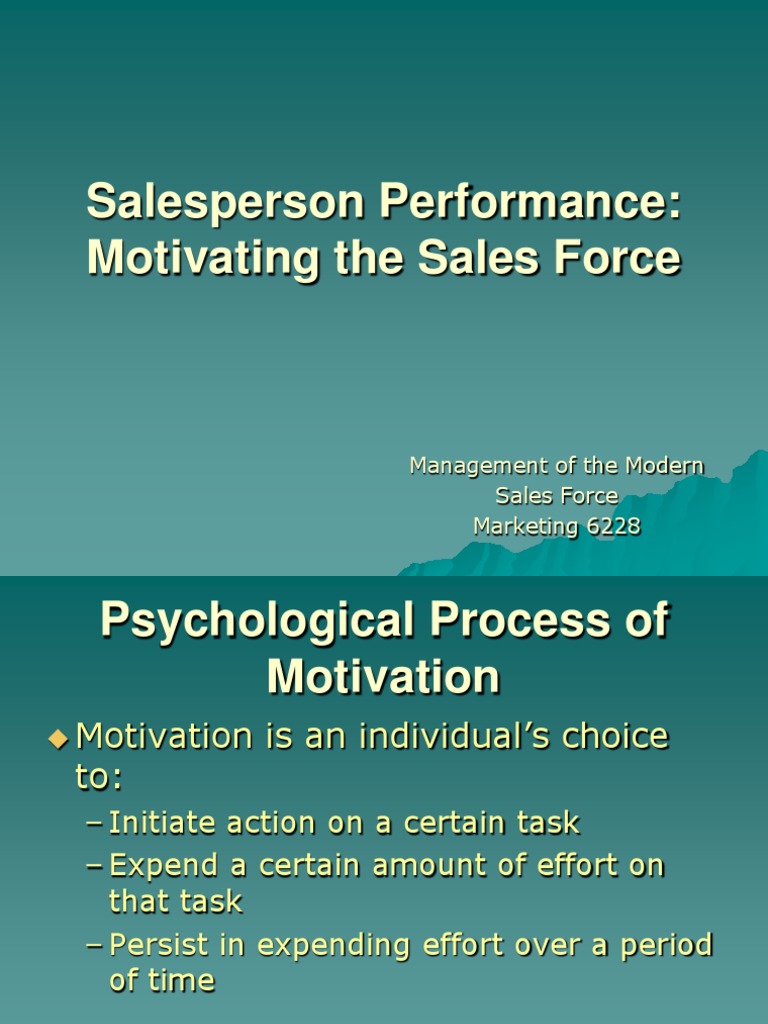Salesperson Performance: Motivating The Sales Force | PDF | Self ...