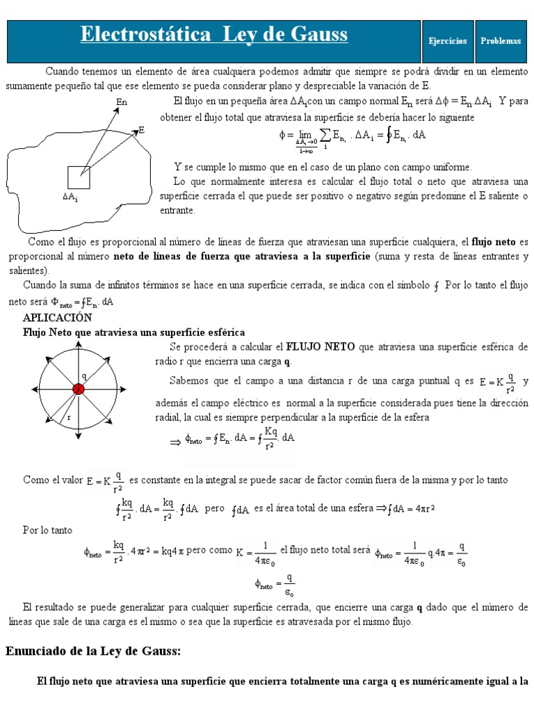 Fisica-Facil Flujo Electrico y Ley de Gauss PDF | PDF | Campo eléctrico | Física