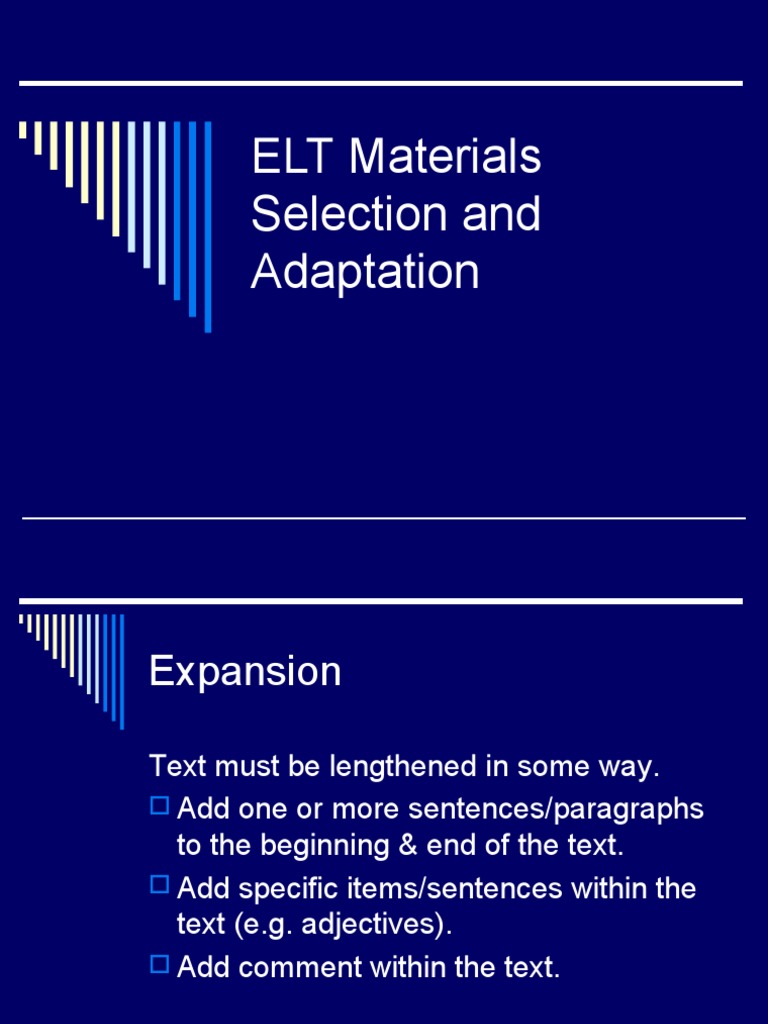 ELT Materials Selection and Adaptation | PDF