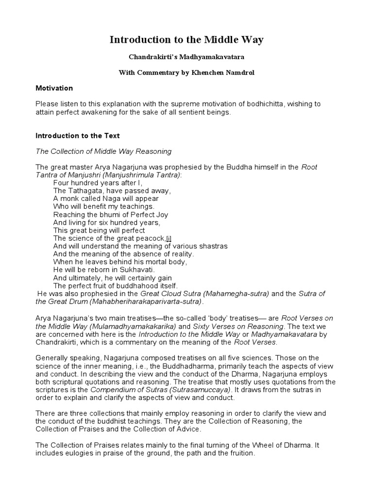 Introduction To The Middle Way - Odt | PDF | Śūnyatā | Reason
