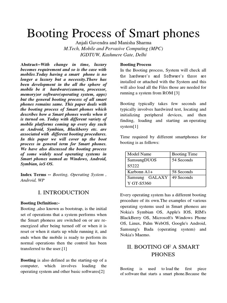 Booting Process of Smart Phones - PDF From IGIT Students | PDF ...