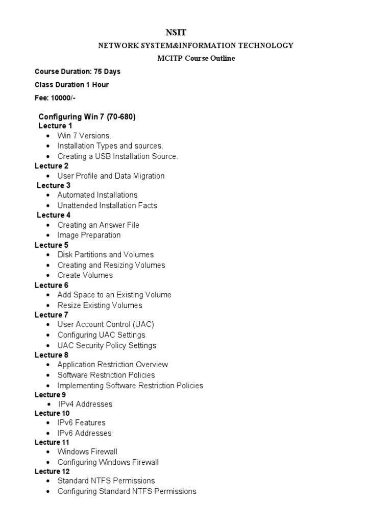 5815578429028updated MCITP Outline | PDF