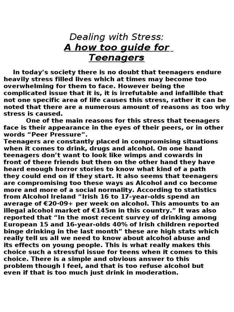 A How Too Guide For Teenagers: Dealing With Stress | PDF | Adolescence