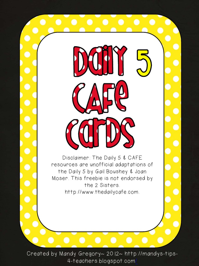 Red and Yellow Daily Cafe Strategies Cards | PDF | Semiotics | Writing