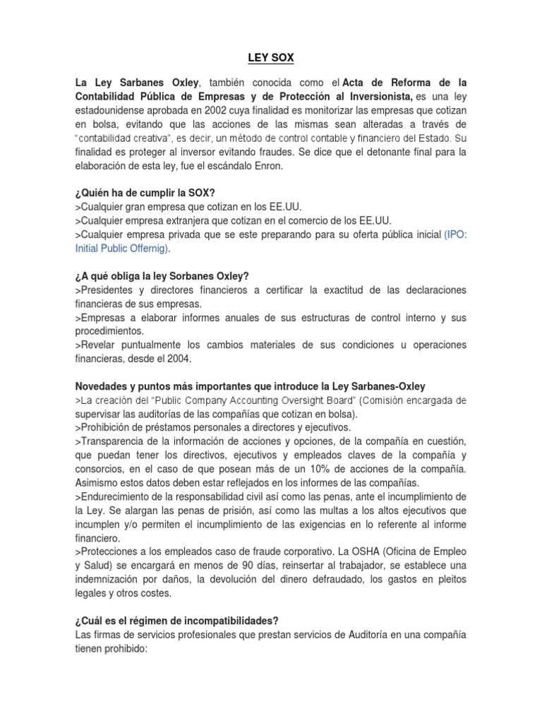Ley Sox Pdf Enron Sarbanes Oxley
