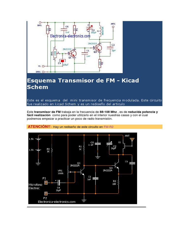 Esquema de Transmisor FM en Kicad | PDF | Modulación de frecuencia ...