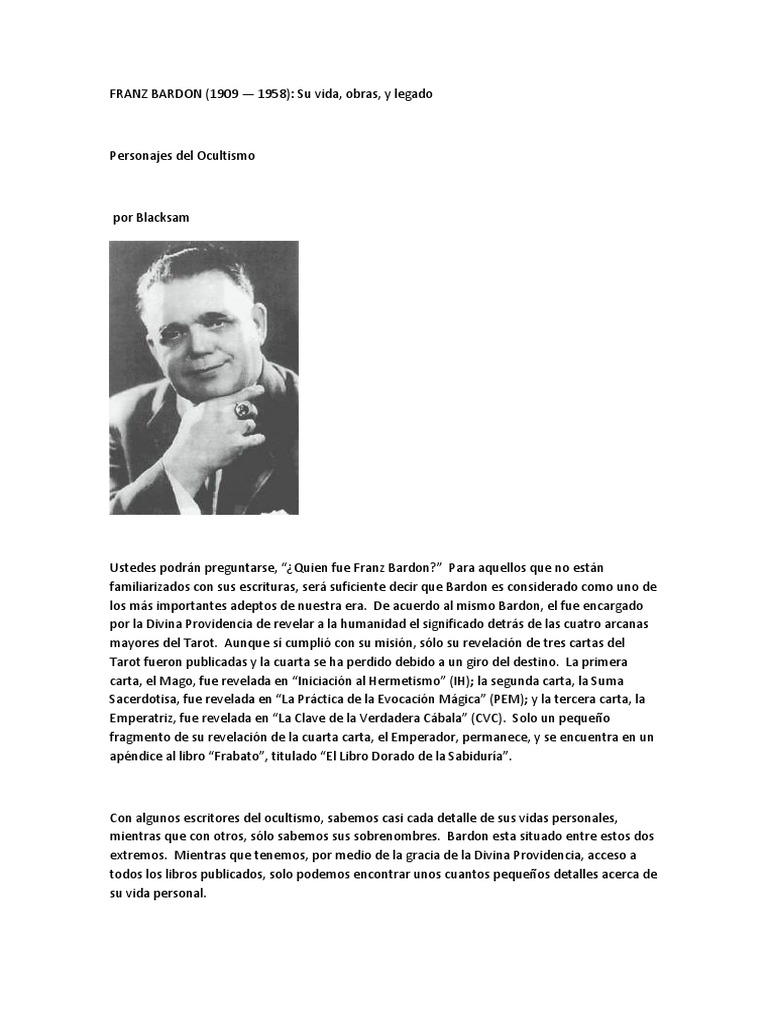 Franz Bardon | PDF | Kábala | Hermetismo