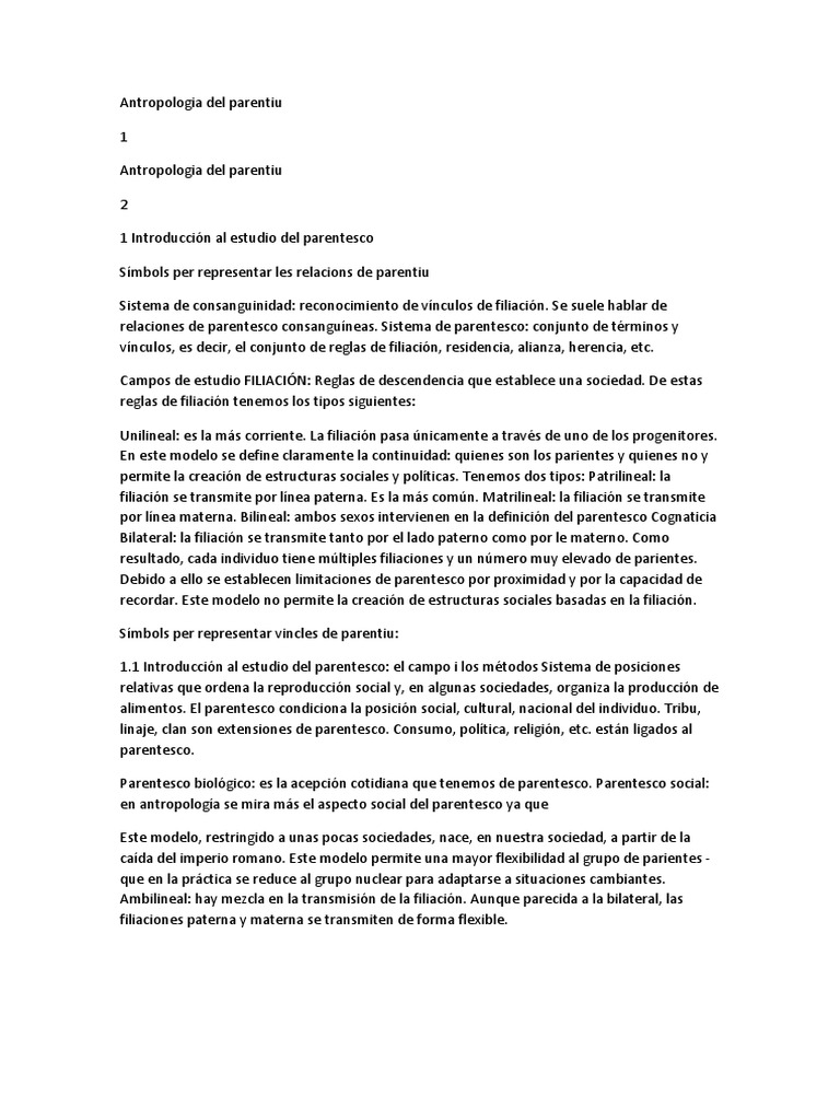 Antropologia Del Parentiu | PDF