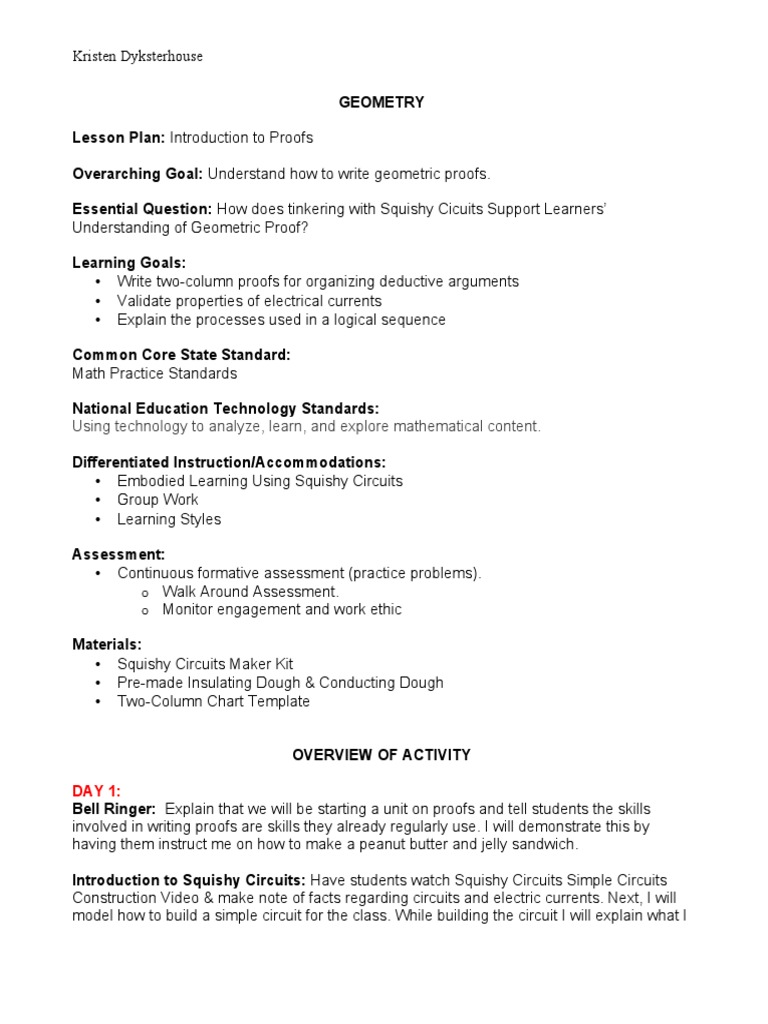 Squishy Circuits Lesson | PDF | Mathematical Proof | Differentiated ...