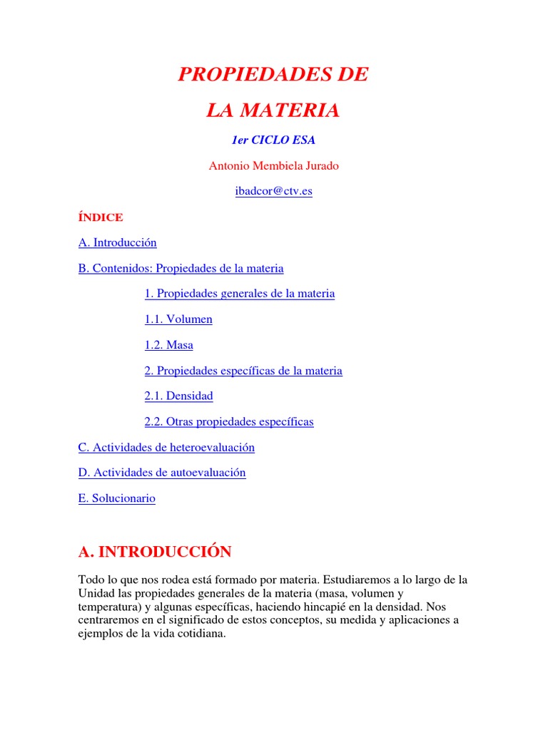 Propiedades de La Materia | PDF | Densidad | Volumen