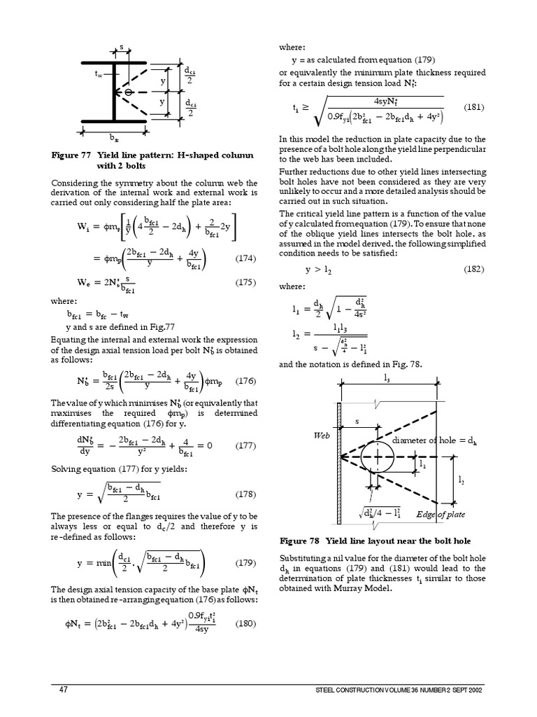 Figure 77 Yield Line Pattern: H - Shaped Column With 2 Bolts: T T Yi ...