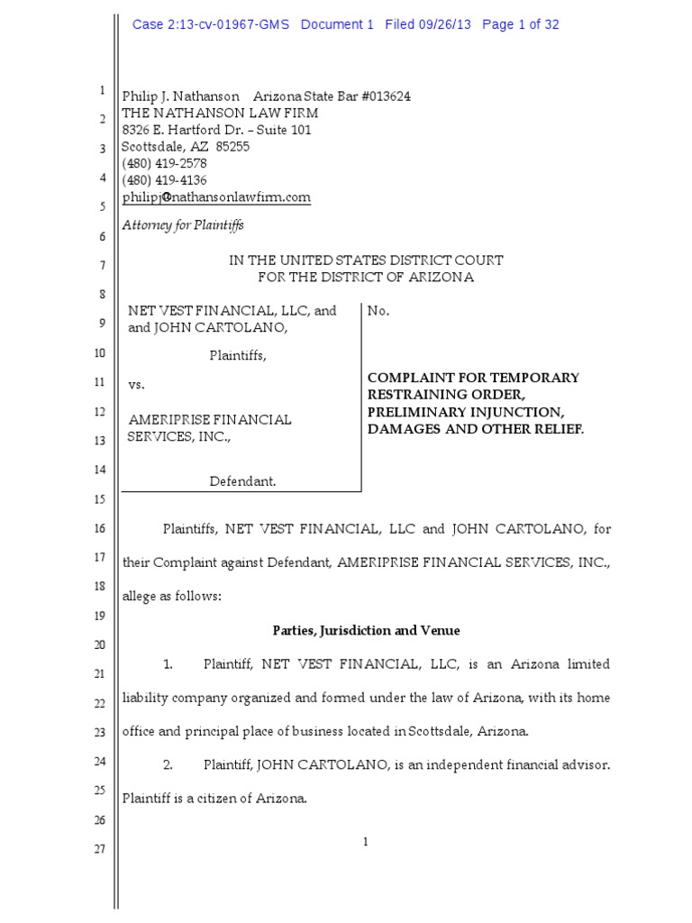 A New Advisor Already Has To Sue Ameriprise | PDF | Franchising ...