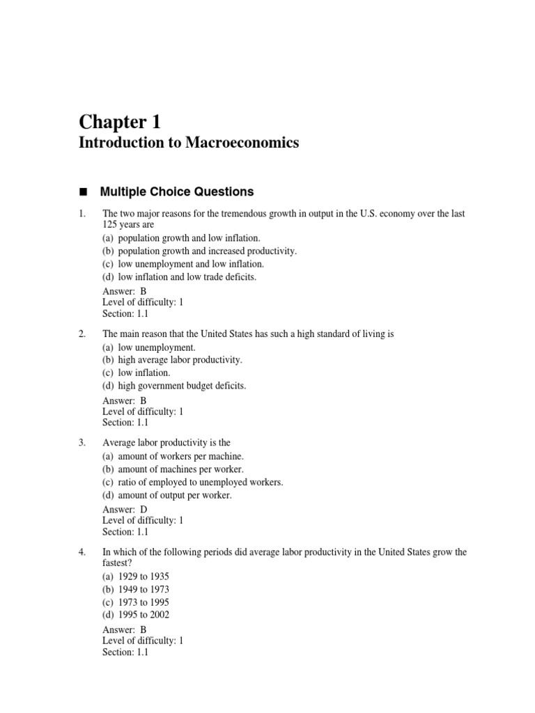 Abel & Bernanke Macroeconomics Study Guide Questions | PDF ...