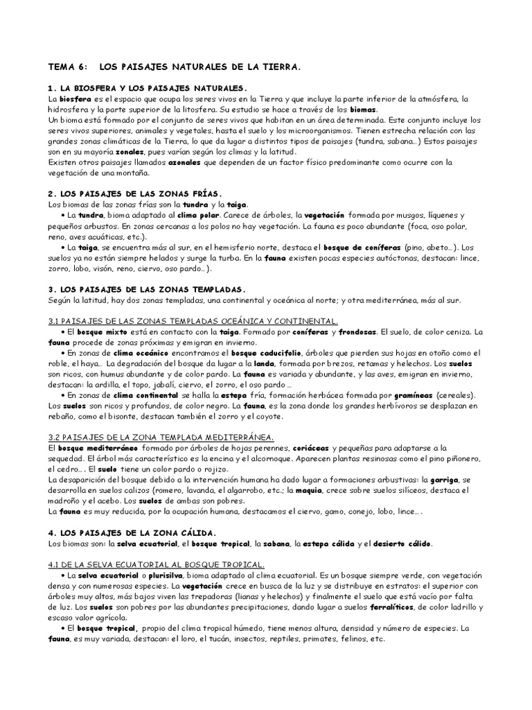 Tema 6-Los Paisajes Naturales de La Tierra | PDF | Tierra | Paisaje