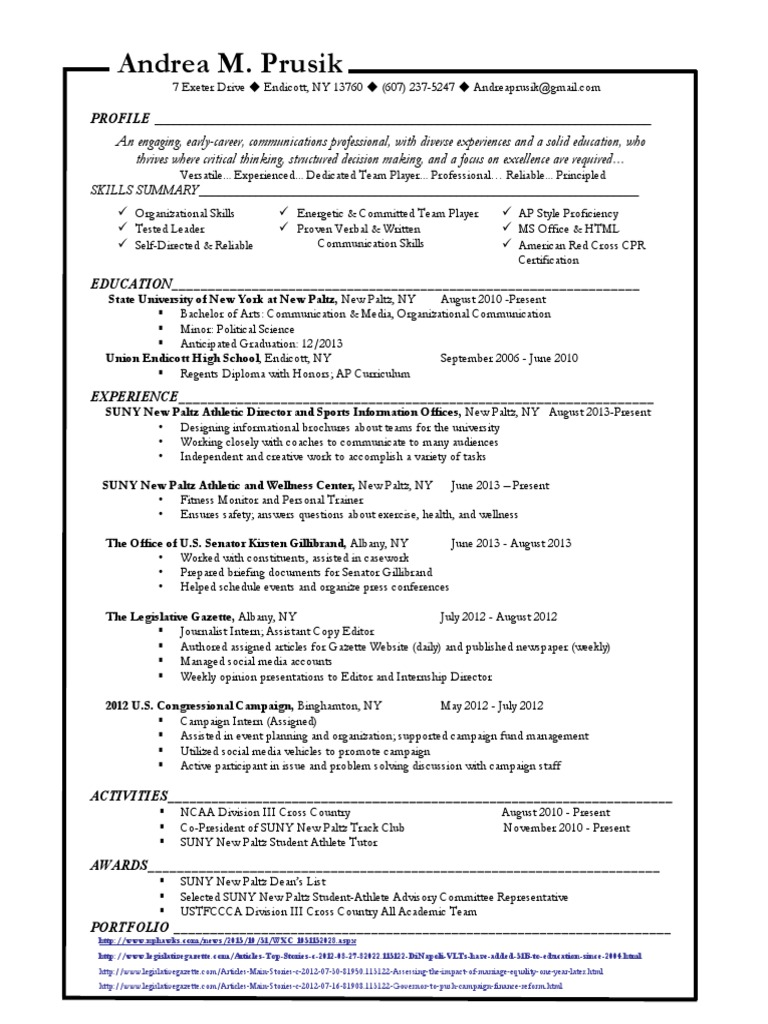 Andrea Resume Nov 2013 PDF | PDF | Internship | Job Hunting