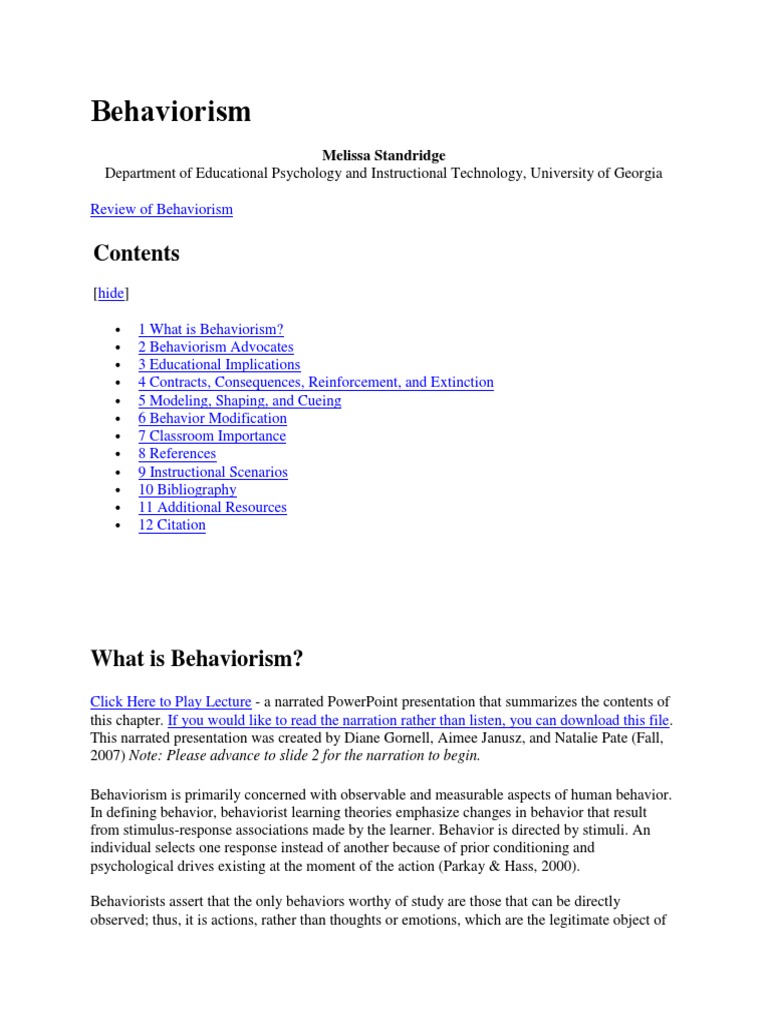 Behaviorism | PDF | Reinforcement | Behaviorism