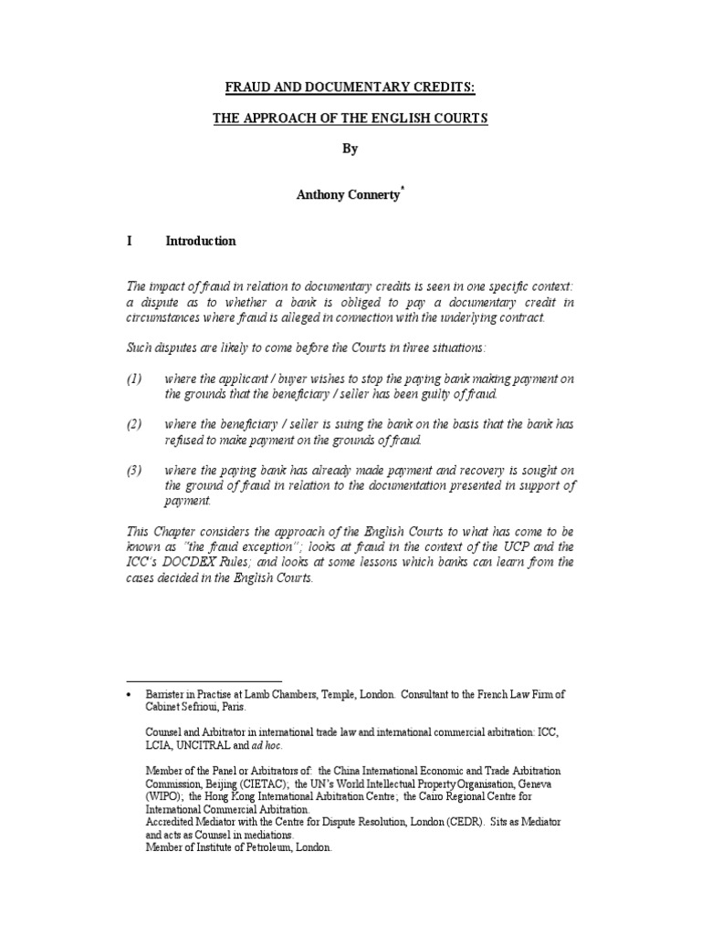 FRAUD AND DOCUMENTARY CREDITS.pdf | Letter Of Credit | Social Institutions