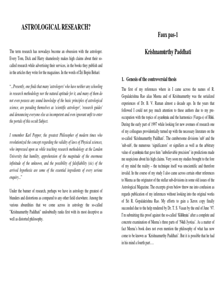 Astrological Research - An Investigation PDF | PDF | Planets In ...