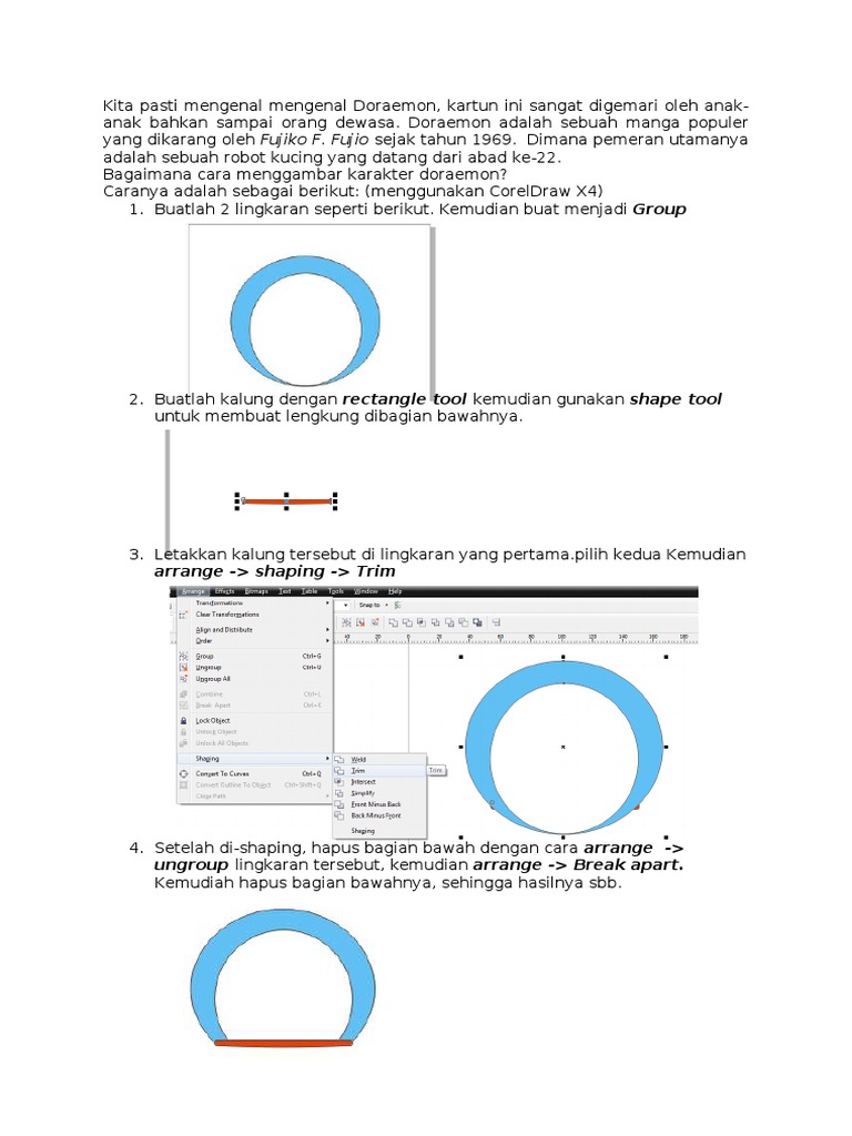 Tutorial CorelDraw Membuat Character Doraemon | PDF