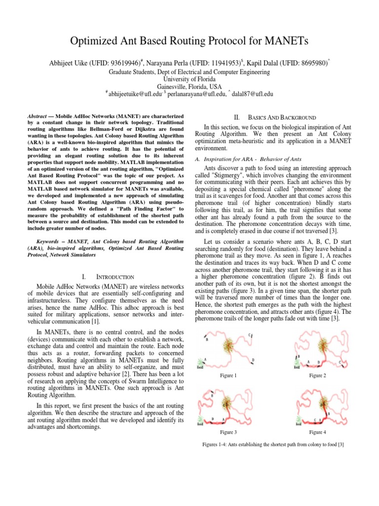 Optimized Ant Based Routing Protocol For Manets Pdf Routing Metaheuristic 