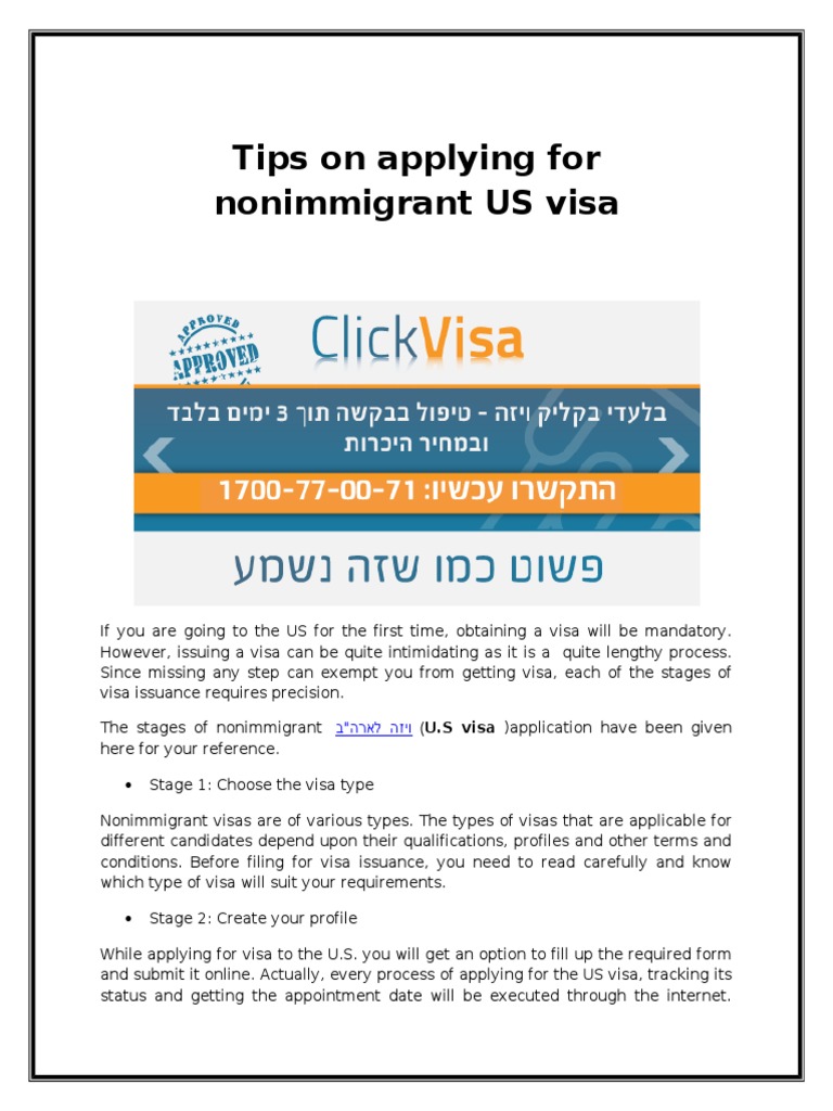 Tips On Applying For Nonimmigrant US Visa | PDF | Travel Visa | Government