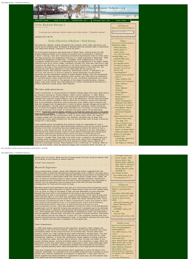 Tesla's Radiant Energy Discovery | PDF | Dark Energy | Inductor