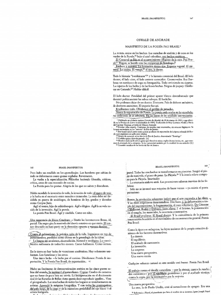 De Andrade, Oswald. Manifiesto de La Poesía Pau Brasil y Manifiesto ... De Andrade, Oswald. Manifiesto de La Poesía Pau Brasil y Manifiesto ...