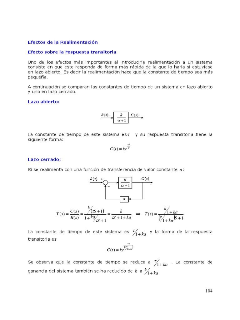 13.efectos de La Realimentacion | PDF | Realimentación | Matemáticas ...