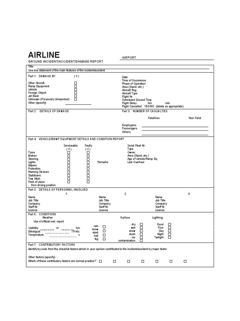 Ground Incident and Damage Report | PDF | Aviation | Vehicles