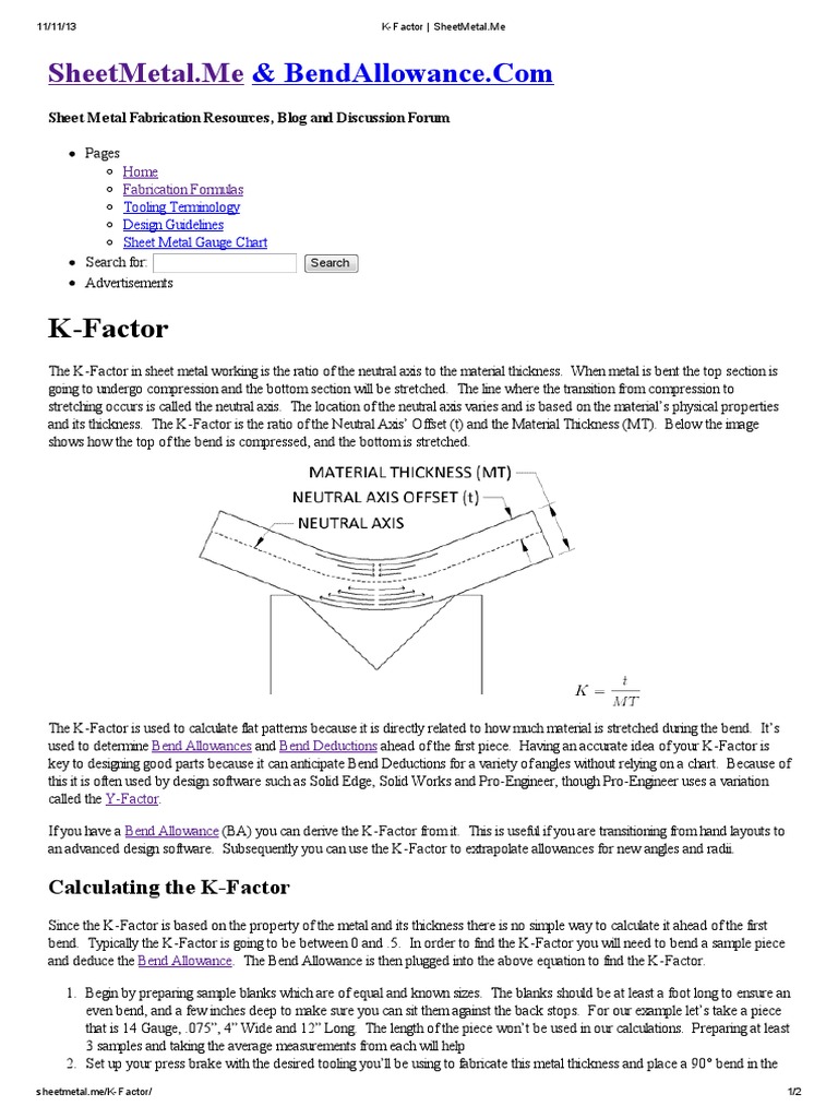 Understanding the K-Factor: Using Bend Allowances to Calculate the ...