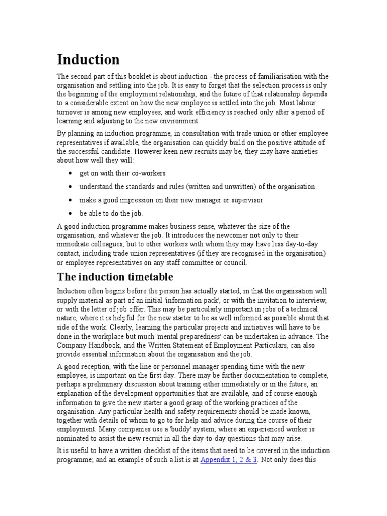 The Induction Timetable | PDF | Employment | Occupational Safety And Health