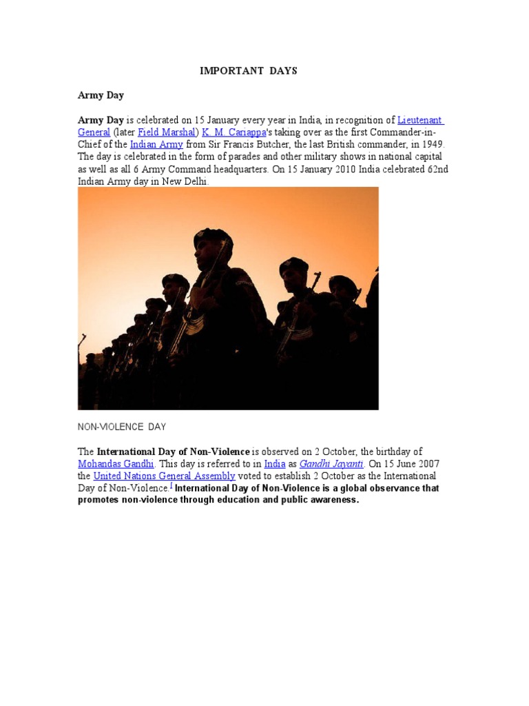 Global Days of Celebration | PDF | Observances | Armed Conflict