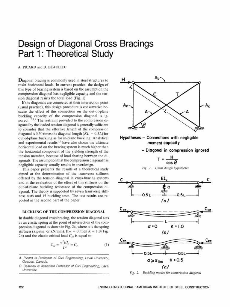 Design of Diagonal Cross Bracings - Part 1 Theoretical Study PDF | PDF ...