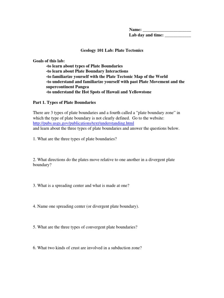 Plate Tectonics Lab | PDF | Plate Tectonics | Global Natural Environment
