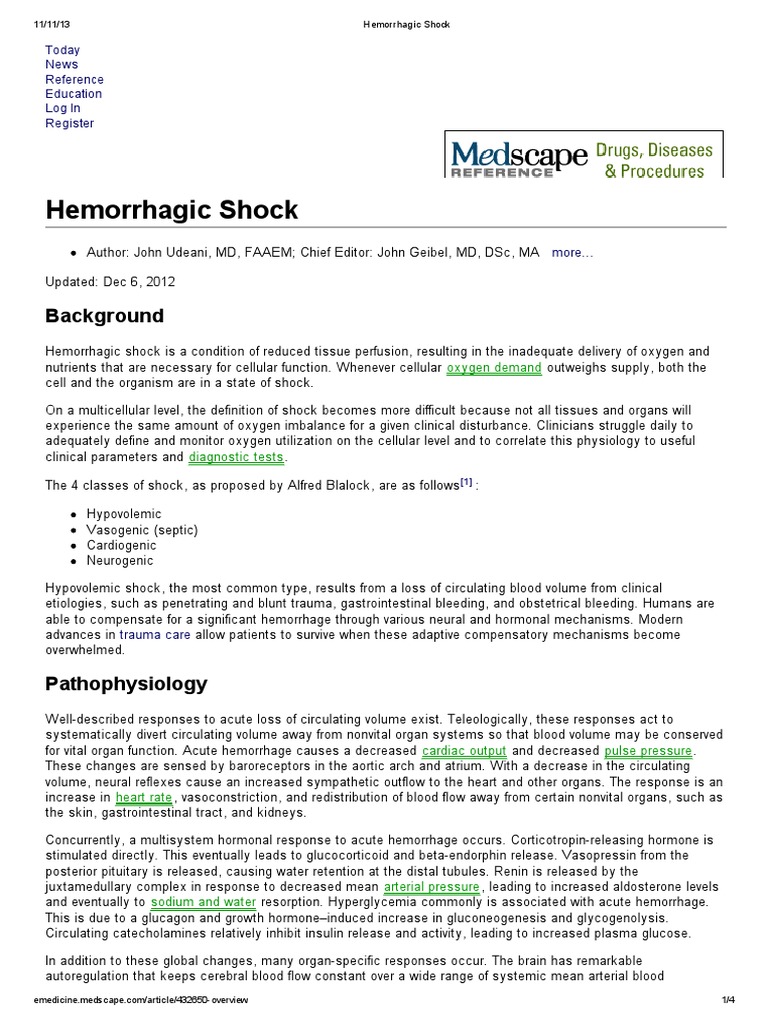 Hemorrhagic Shock PDF | PDF | Shock (Circulatory) | Bleeding