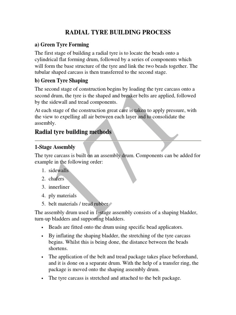 Radial Tyre Building Process PDF | PDF | Tire | Manufactured Goods